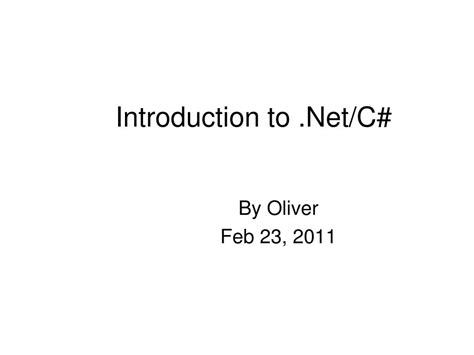 Ppt Introduction To Net C Powerpoint Presentation Free Download Id