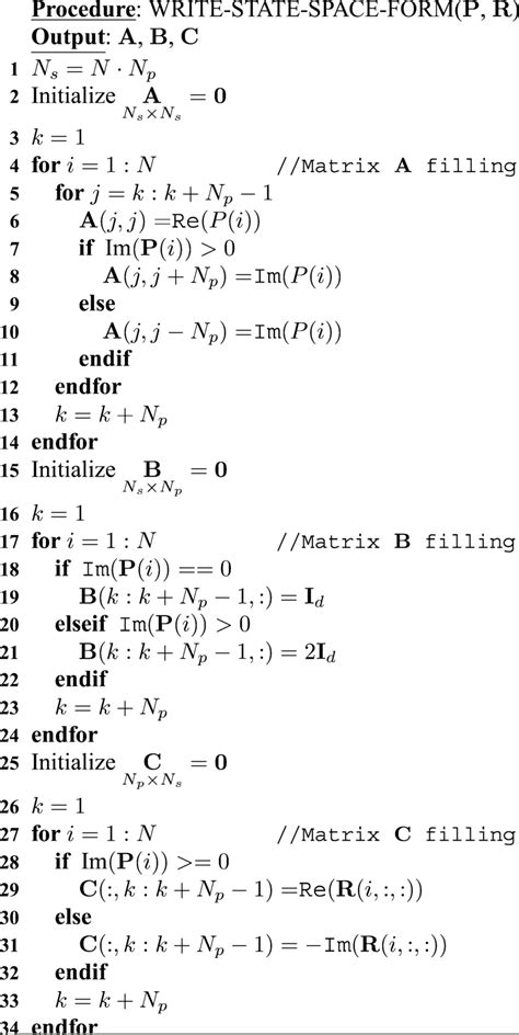 Pseudocode Of Procedure Write‐state‐space‐form Download Scientific