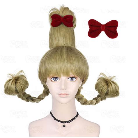 Xmas Cindy Lou Who Wig Christmas Cindy Whoville Blonde Braid Wig With