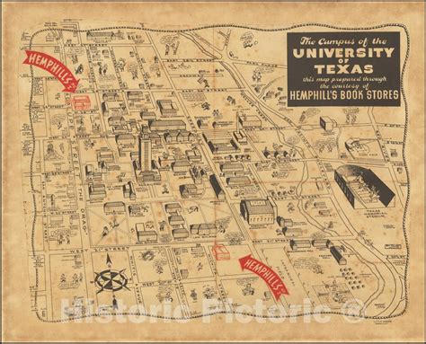 Historic Map The Campus Of The University Of Texasaustin Texasmap