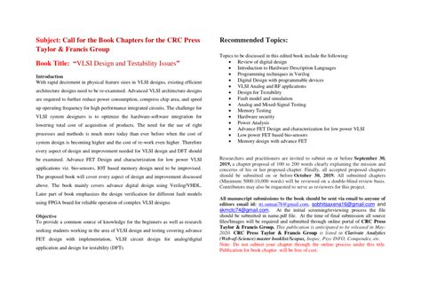 Pdf Call For Book Chapter Crc Press Taylor And Francis
