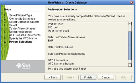 Creating A Database Otd Developing Otds For Oracle Java Caps Database Adapters