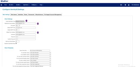 Sailpoint IdentityIQ Configure Email Settings Redirect To Email Allidm