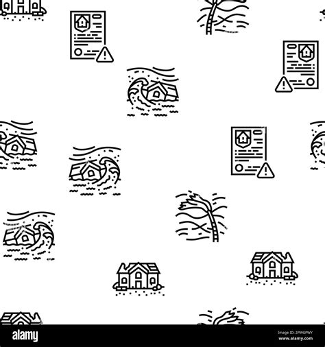 Volcano Lava Eruption Nature Vector Seamless Pattern Thin Line Illustration Stock Vector Image