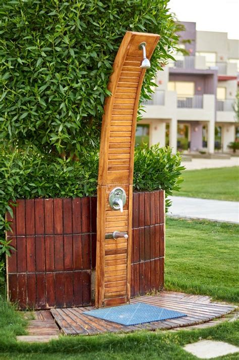 Public Wooden Shower On The Sea Beach Editorial Image Image Of