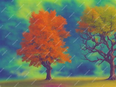 Premium Photo A Tree In Middle With Gradient Background