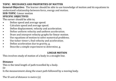 S PHYSICS NOTES ON LINEAR MOTION Sharebility Uganda
