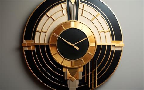 Premium Ai Image Art Deco Wall Clock Gilded Details And Bold