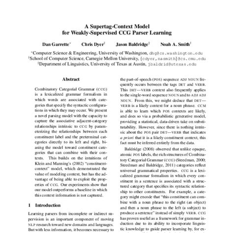 A Supertag Context Model For Weakly Supervised Ccg Parser Learning Acl Anthology
