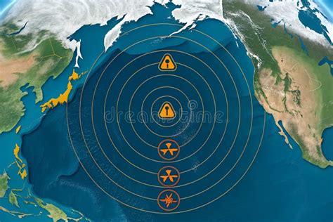 Tsunami Risk Map Illustrating Potential Impact Zones Across The Pacific