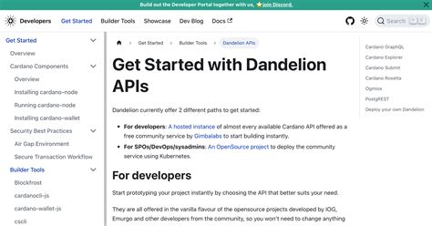 Get Started With Dandelion APIs Cardano Developer Portal
