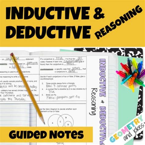 Inductive And Deductive Reasoning Guided Notes For Geometry Notebooks