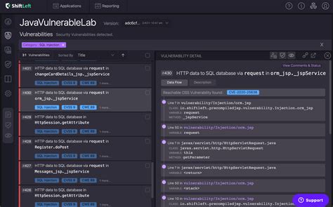 viewing sca findings in the dashboard shiftleft docs