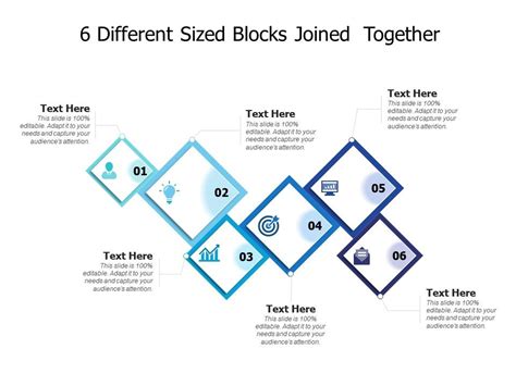 6 Different Sized Blocks Joined Together PowerPoint Shapes PowerPoint Slide Deck Template