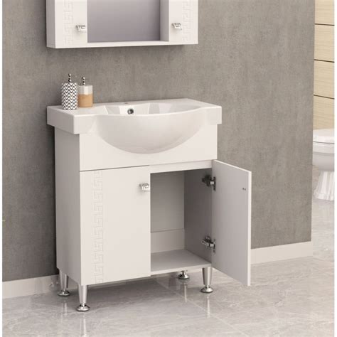 Долен шкаф за баня Интер Керамик Icp 7047 Pvc бял с умивалник 70x47x85см Emag Bg