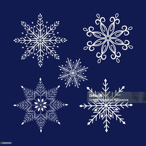 A Set Of Snowflake Icons Snow Vector Set A Set Of 5 Christmas Snow