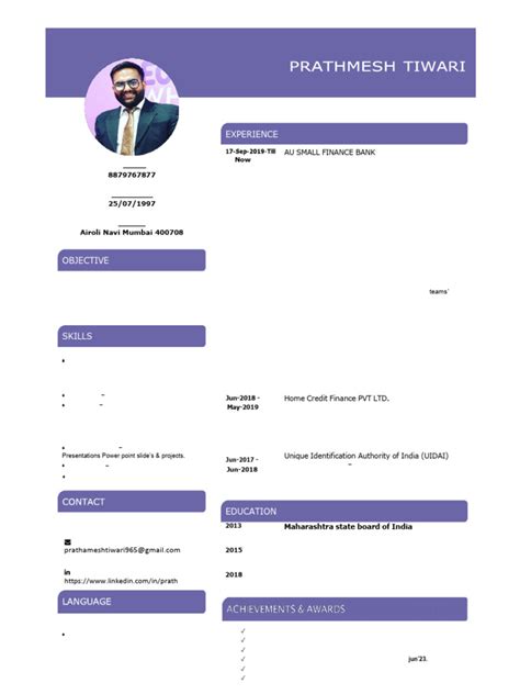 Prathmesh Tiwari Cv Fy 24 Pdf Economies Business