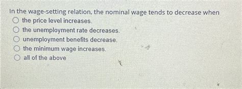 Solved In The Wage Setting Relation The Nominal Wage Tends