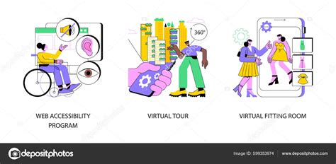 Online Inclusivity Abstract Concept Vector Illustration Set Web Accessibility Program Stock
