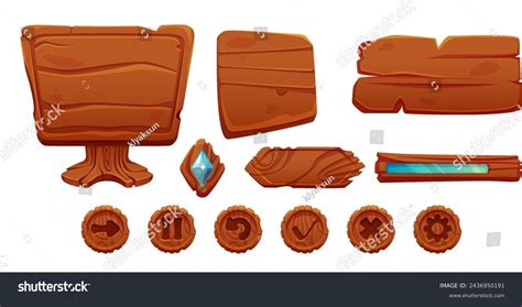 나무 Ui 만화 보드 및 버튼 스톡 벡터로열티 프리 2436950191 Shutterstock