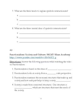 Functionalism Conflict Theory Symbolic Interactionism Project