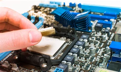 Installing The CPU Into The Motherboard Stock Photo Image Of Circuit Motherboard 83607644