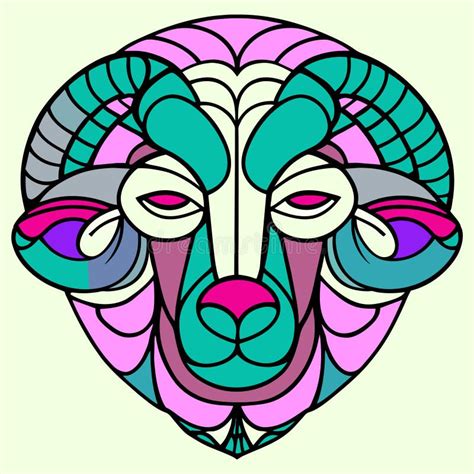 Vector Illustration Of A Stylized Head Of A Ram With Different Patterns Generative Ai Stock