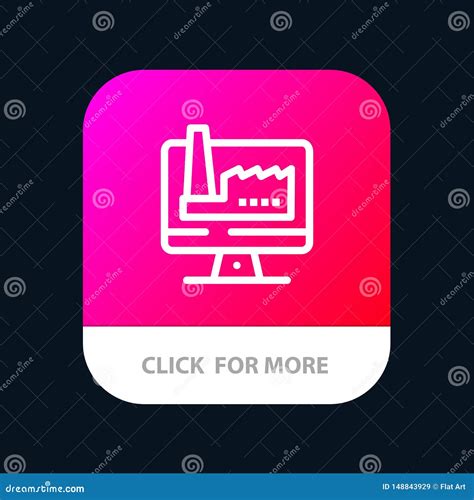 Computer Building Monitor Factory Mobile App Button Android And Ios Line Version Stock