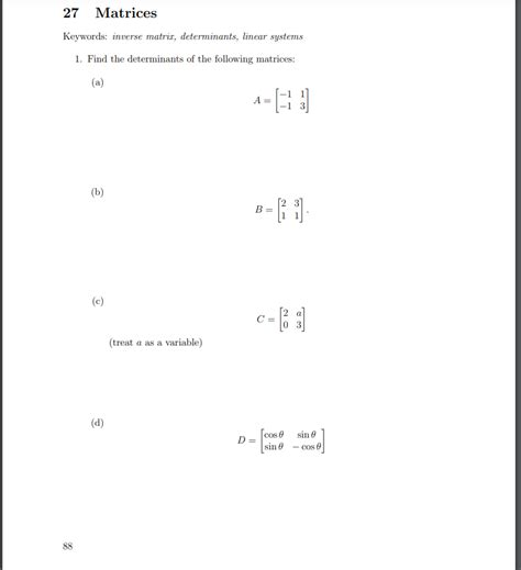 Solved Keywords Inverse Matrix Determinants Linear Chegg