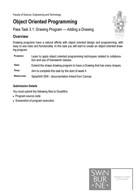 Pass Task 31 Drawing Program Faculty Of Science Engineering And