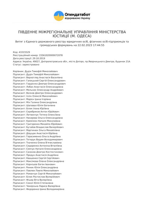 БАГНЕТ НАЦІЇ ЗАСНОВНИК ЗАКОН реєстраційна картка приватної ЮО з назвою «РІВНЕНСЬКА МІСЬКА