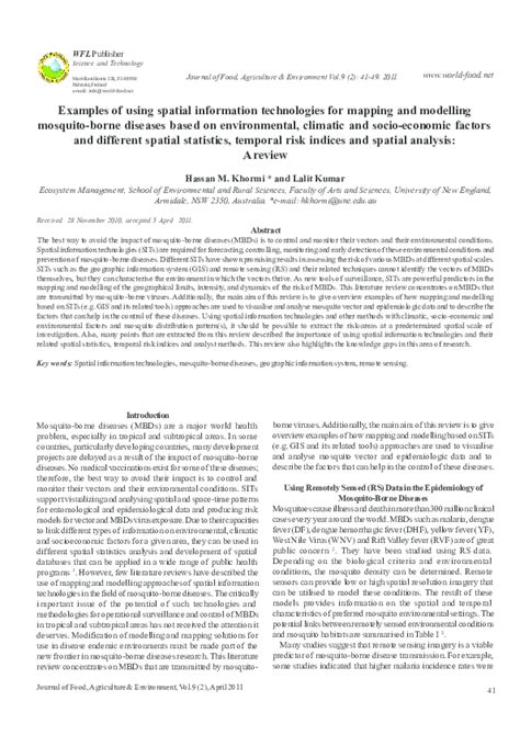 Pdf Examples Of Using Spatial Information Technologies For Mapping And Modelling Mosquito