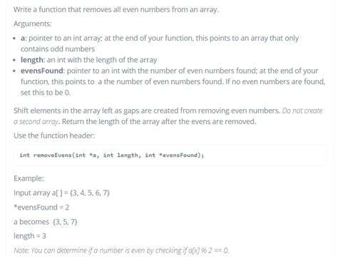 Solved Write A Function That Removes All Even Numbers From Chegg Com
