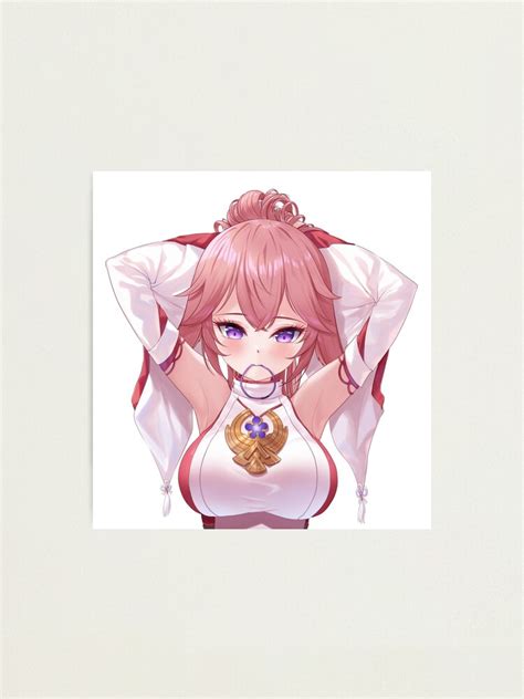 Kawaii Waifu Boobs Yae Miko Fox Genshin Sexy Photographic Print For Sale By Sexygirlshentai