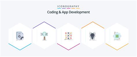 Coding And App Development 25 Flat Icon Pack Including Spider Bug Research Complex App