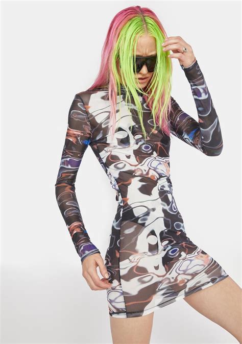 Bodycon Sheer Mesh Dress Gray Dolls Kill