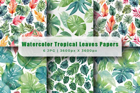 Watercolor Tropical Leaves Digital Paper Graphic By Srempire · Creative