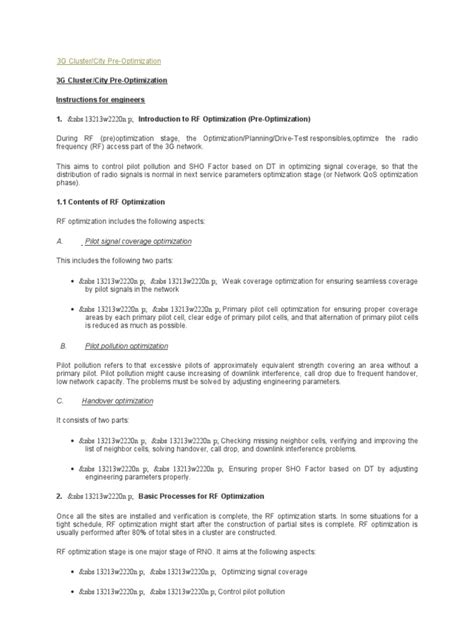 3g Cluster Pre Optimization Pdf Antenna Radio Mathematical Optimization
