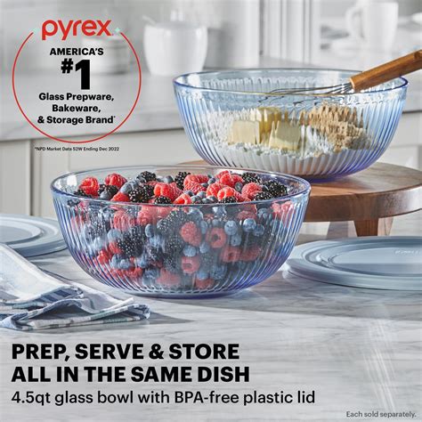 Pyrex® Colors Sculpted Tinted 45 Quart Mixing Bowl With Lid Blue