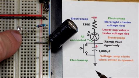 Light Level Sets Voltage Ramp Using Photodiode Circuit Schematic By Electronzap Youtube