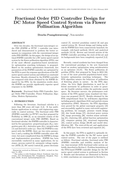 Pdf Fractional Order Pid Controller Design For Dc Motor Speed Control