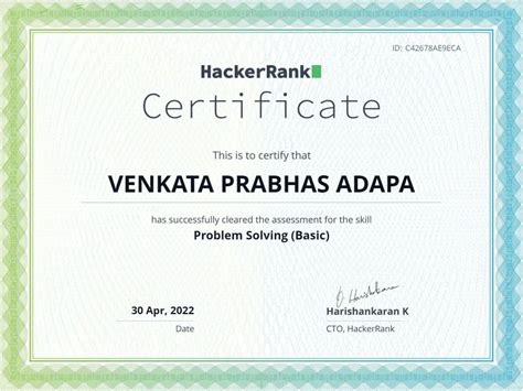 Completion Of Hackerrank Problem Solving Test Prabhas Adapa Posted On The Topic Linkedin