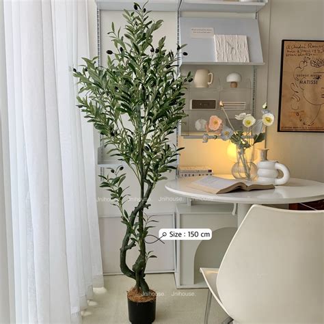 [พร้อมส่ง] Jnihouse ต้นมะกอกปลอม Artificial Olive Tree ลำต้นคู่ Shopee Thailand