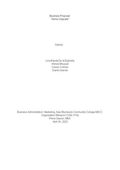 Capstone Project Assignment 1 Business Proposal Business Proposal Senior Daycare” Names