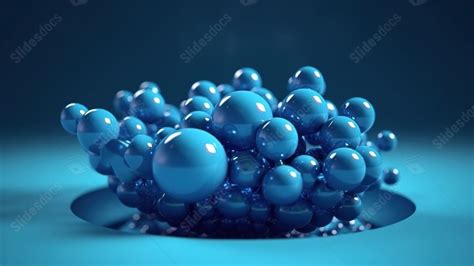 무료 구형 프랙탈의 파란색 액체 입자 Ppt 배경 Slidesdocs