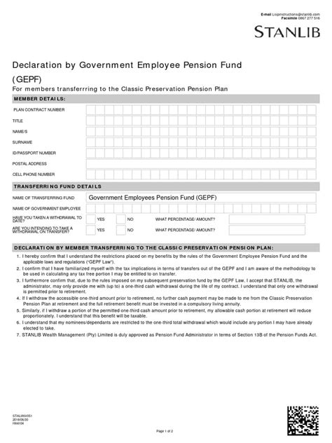 Declaration By Government Employee Pension Fund Gepf Pp Pdf