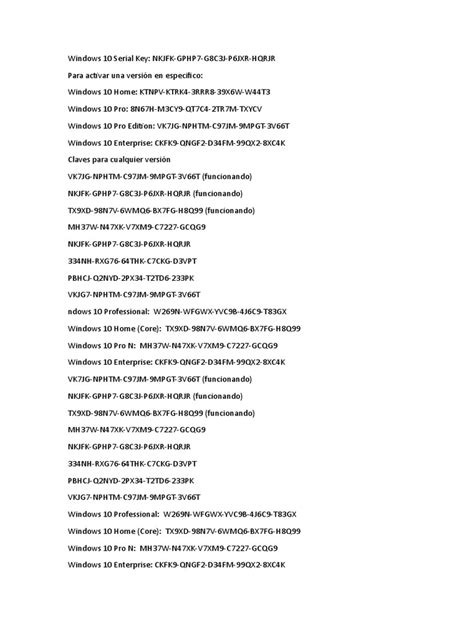 Windows 10 Serial Key Pdf