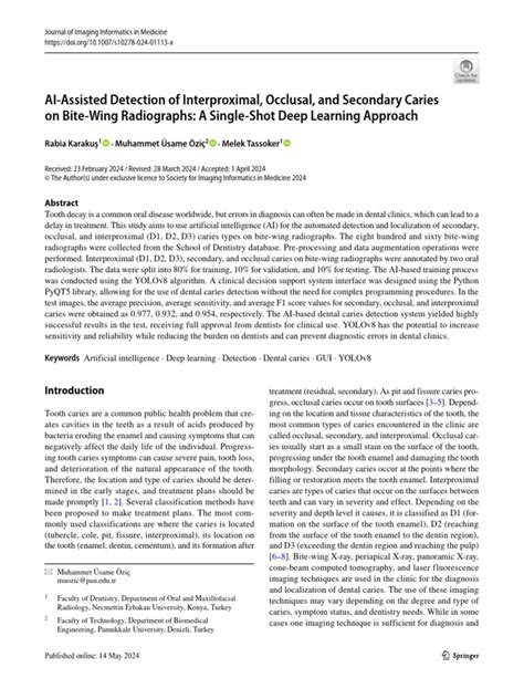 Ai Assisted Detection Of Interproximal Occlusal And Secondary Caries On Bite Wing Radiographs