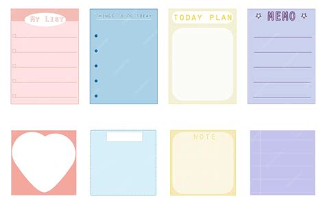 Premium Vector Set Of The Cute Pastel Notepad Memo Planner Grid Paper