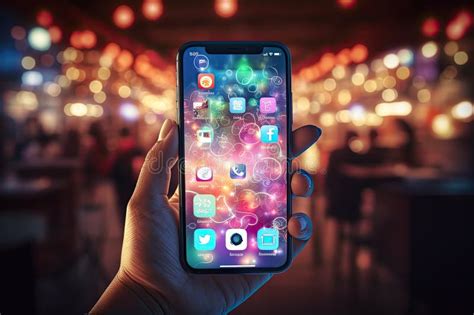 Mobile Cell Phone In Hand Social Media Stock Illustration Illustration Of Cell Application